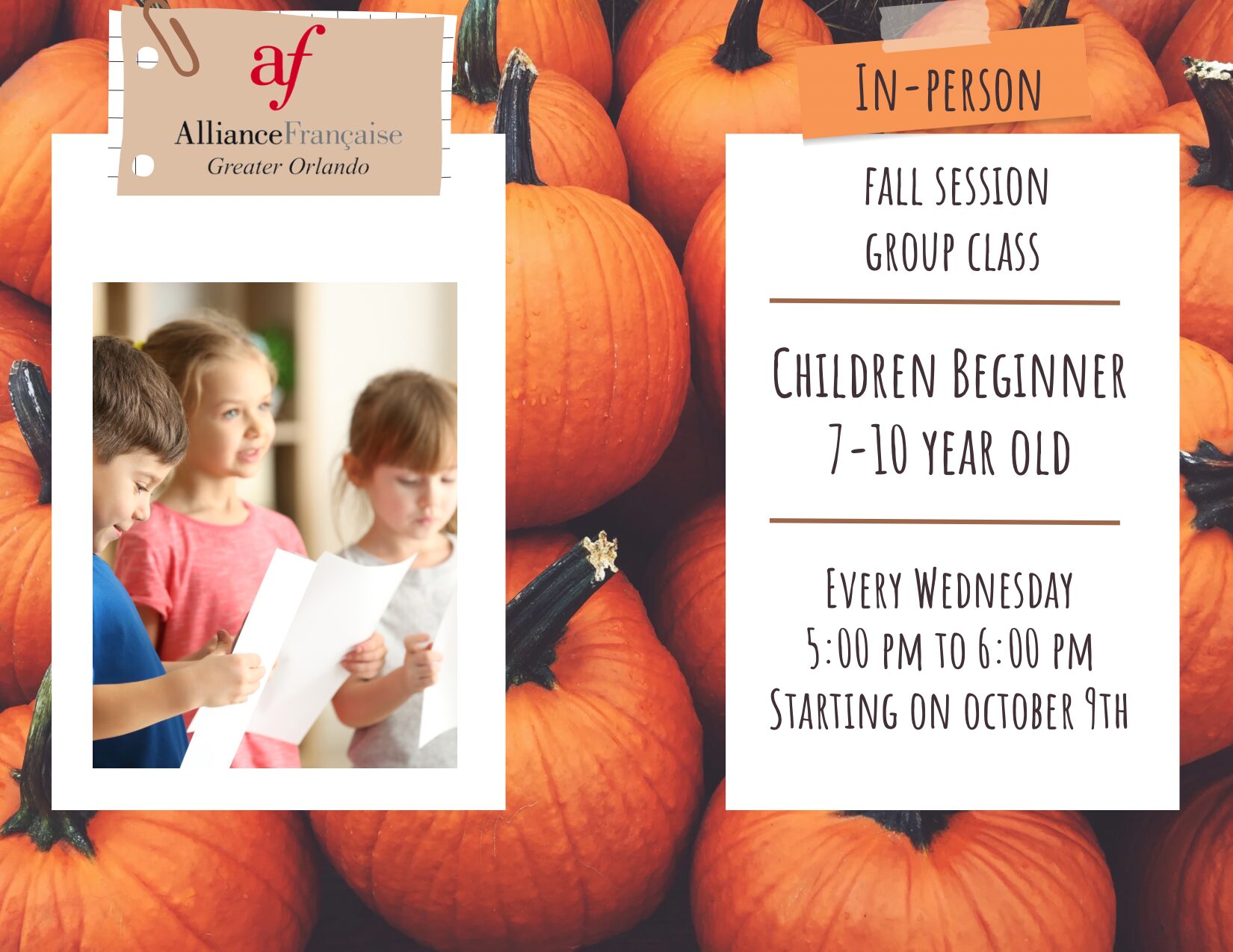 Fall Beginner French Class for Kids (Ages 7-10) – Starting October 9th ...